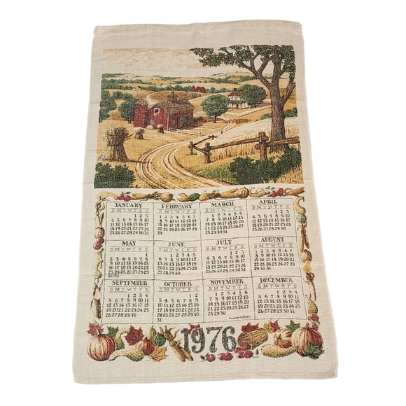 Kitchen | Vintage Farmhouse Style Calendar Tea Towel 1976 Pre Owned ...
